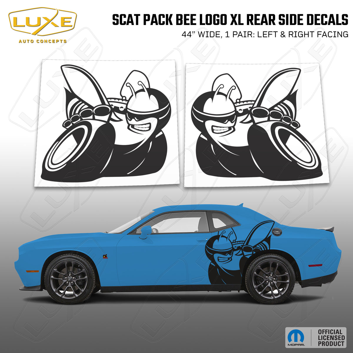2008+ Challenger XL Rear Side Decal - Scat Pack Bee Logo — Luxe Auto ...