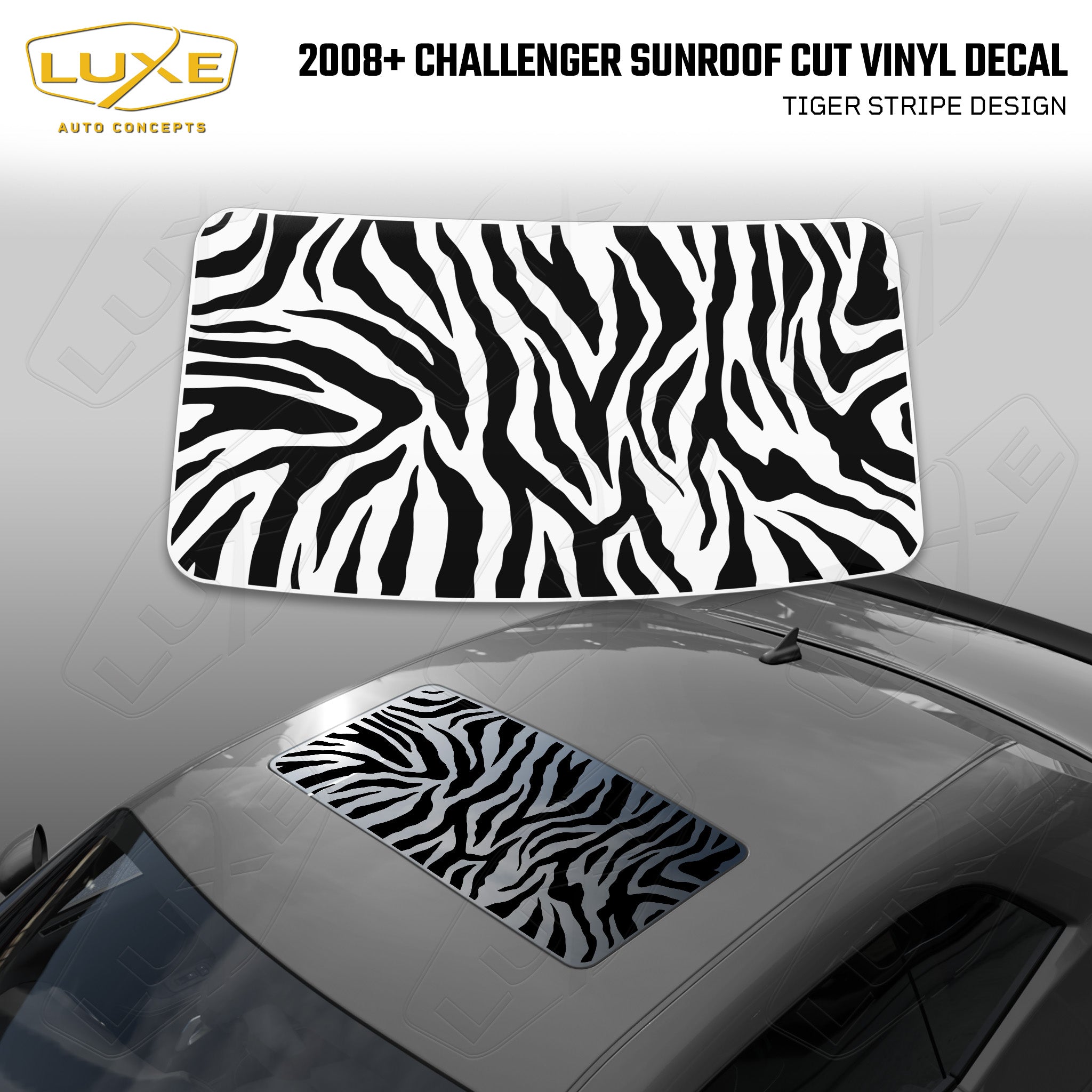 2008+ Challenger Sunroof Cut Vinyl Decal - Tiger Stripe Design – Luxe ...